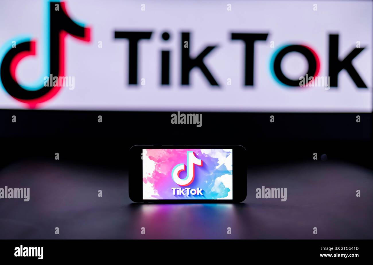 In this photo illustration, the TikTok logo is seen displayed on a ...