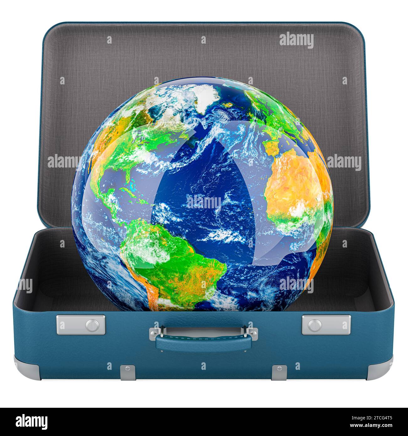 Earth Globe inside Suitcase, Global travel, concept. 3D rendering ...