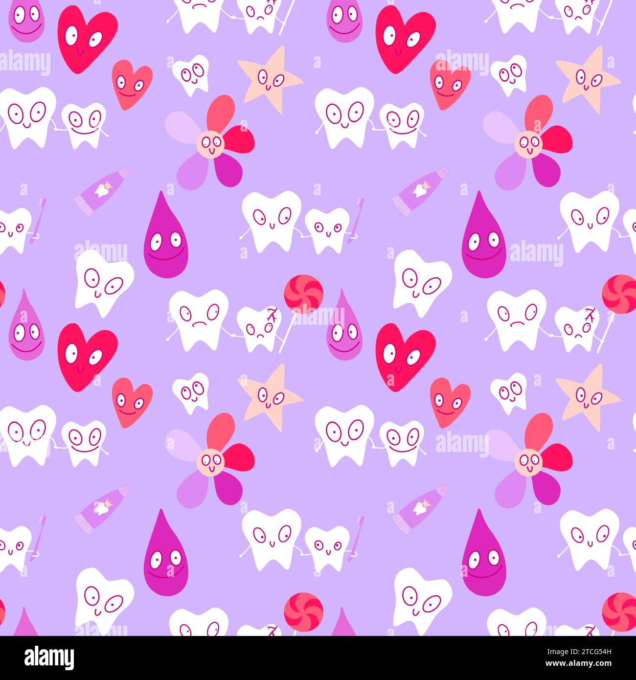 Cartoon retro seamless teeth pattern for wrapping paper and kids ...