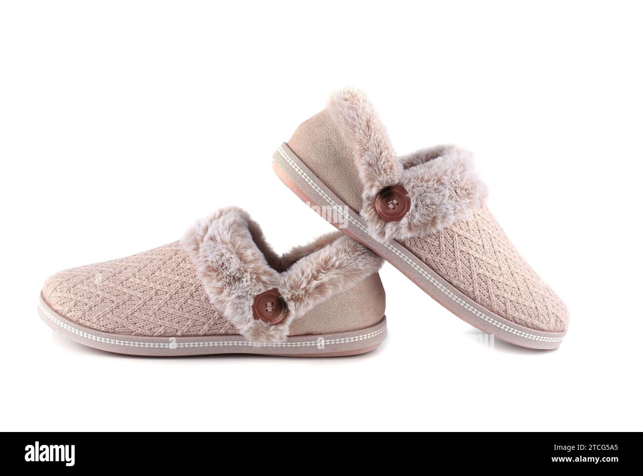 Home soft slippers isolated on white background Stock Photo - Alamy