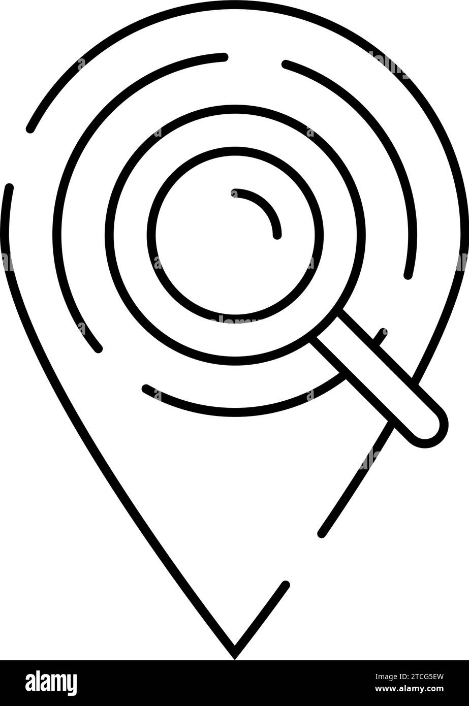 geolocation marker magnifying glass line icon vector illustration Stock ...