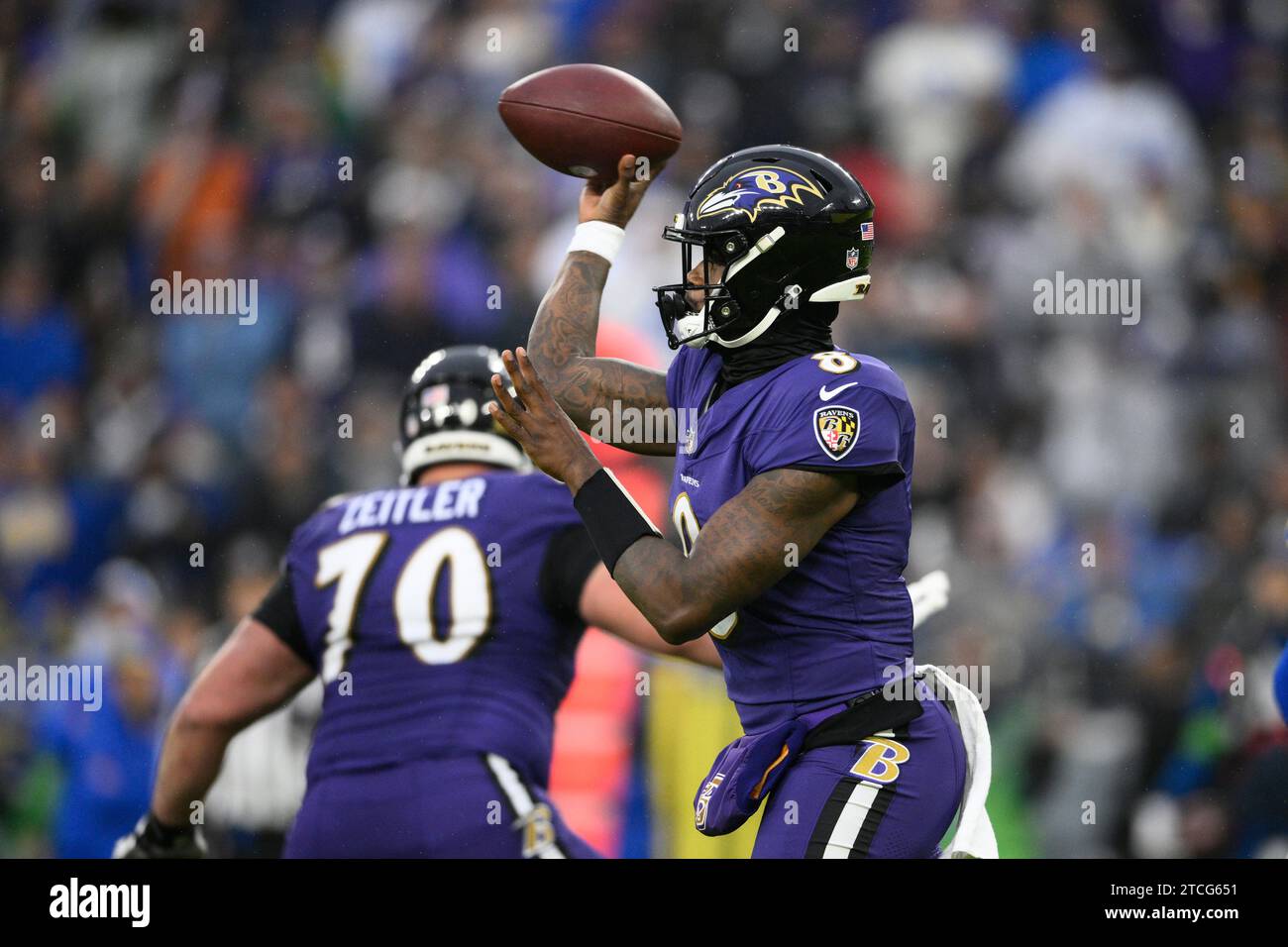 Baltimore Ravens quarterback Lamar Jackson (8) in action during the ...
