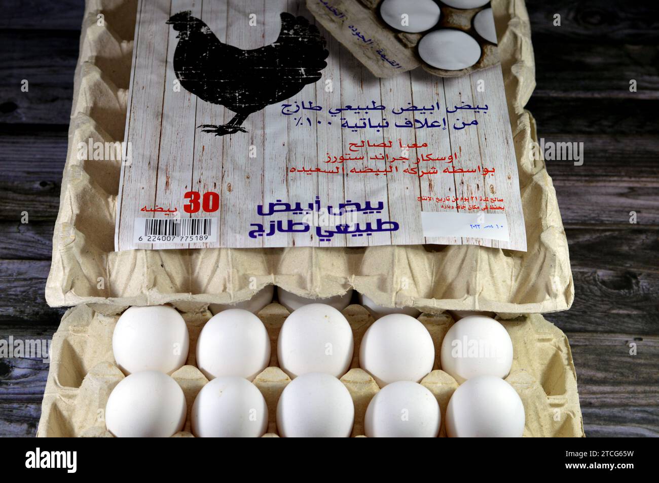 Cairo, Egypt, December 10 2023: Oscar white fresh and raw hen chicken ...
