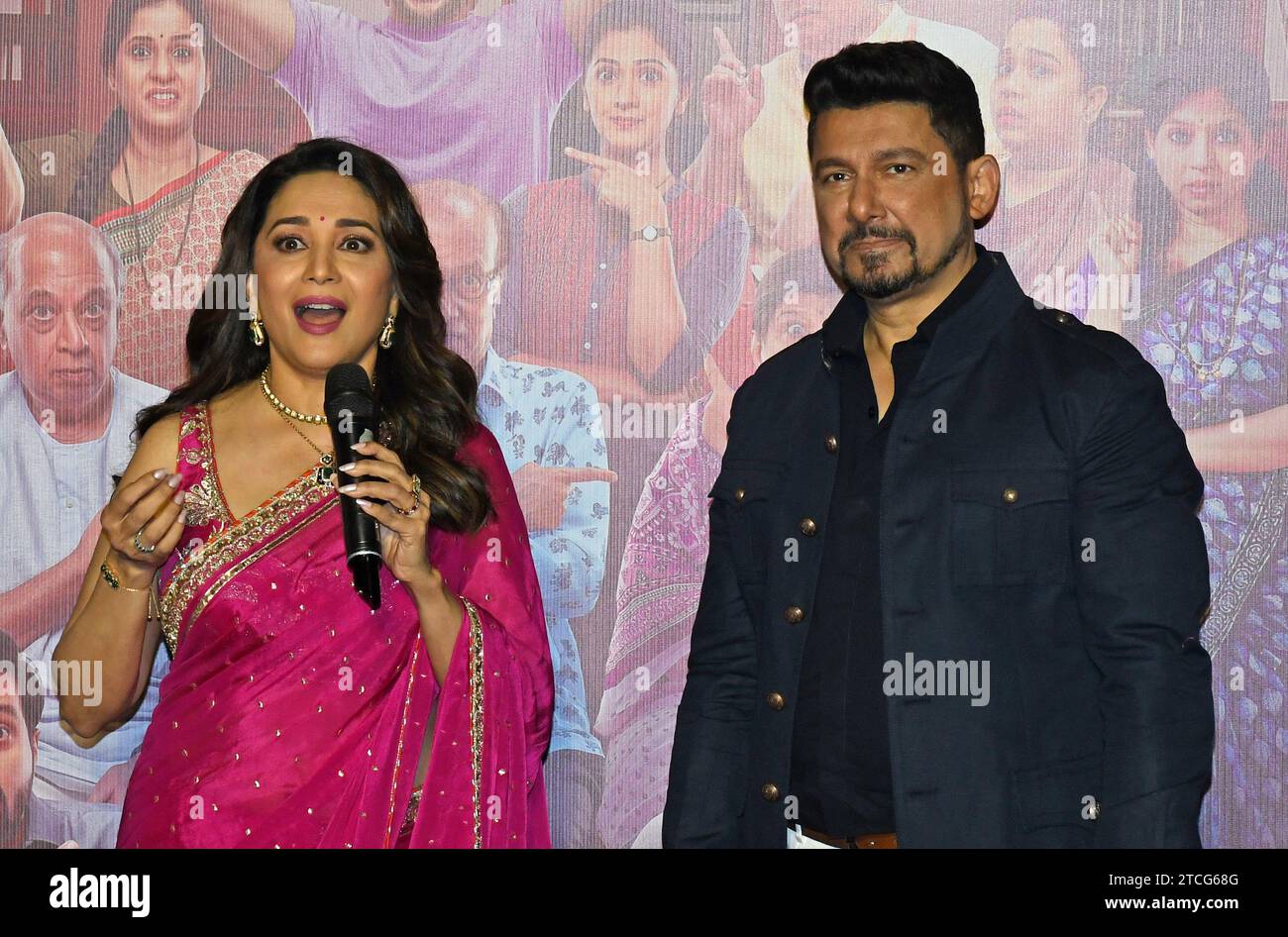 Mumbai, India. 12th Dec, 2023. L-R Bollywood actress Madhuri Dixit Nene and her husband Shriram ...