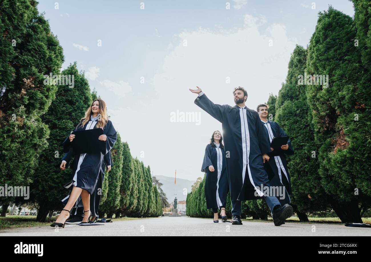 Students separating their ways after graduation. Saying goodbye to ...