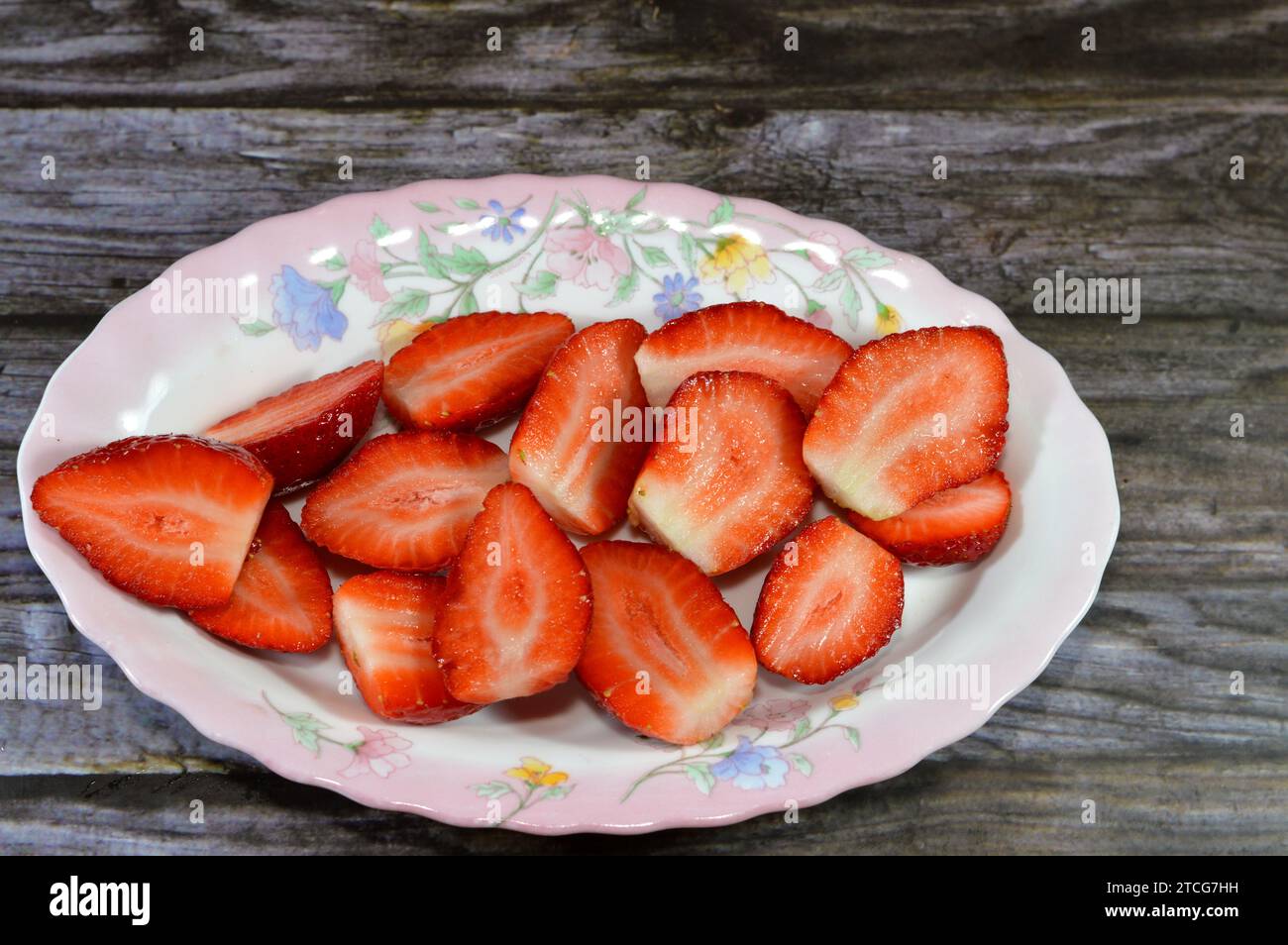 Pile of fresh strawberries fruit, the garden strawberry is a widely ...