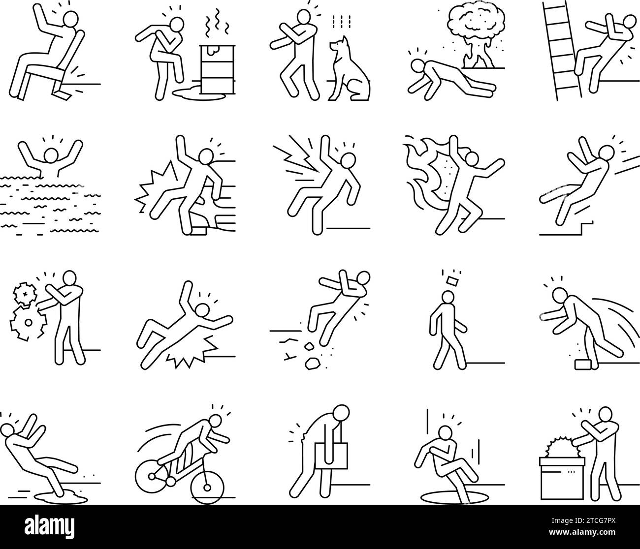 accident injury safety man risk icons set vector Stock Vector Image ...