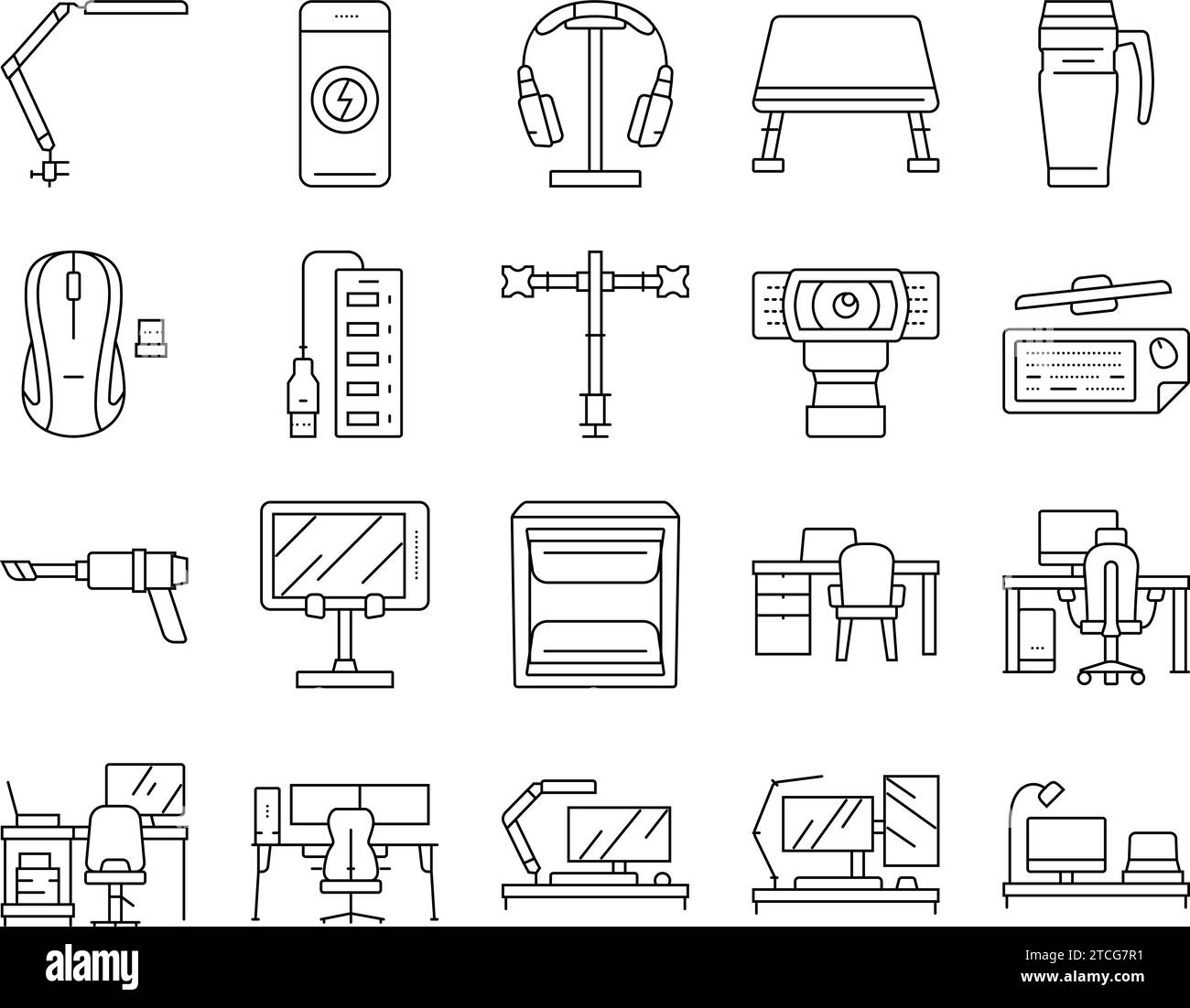 office gadget computer business icons set vector Stock Vector Image ...