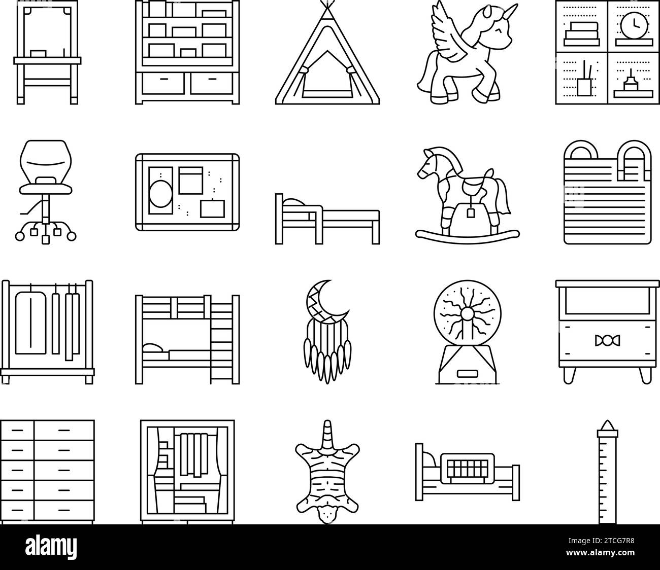 kid bedroom room interior icons set vector Stock Vector Image & Art - Alamy