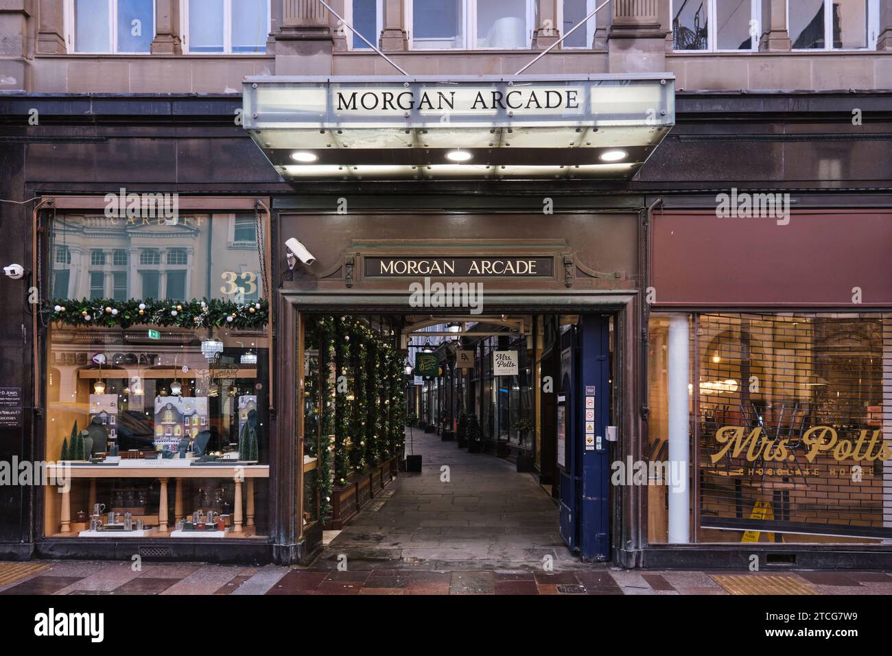 Cardiff, South Glamorgan, Wales, Europe - November 13, 2023: Morgan Arcade St Mary's Street ...