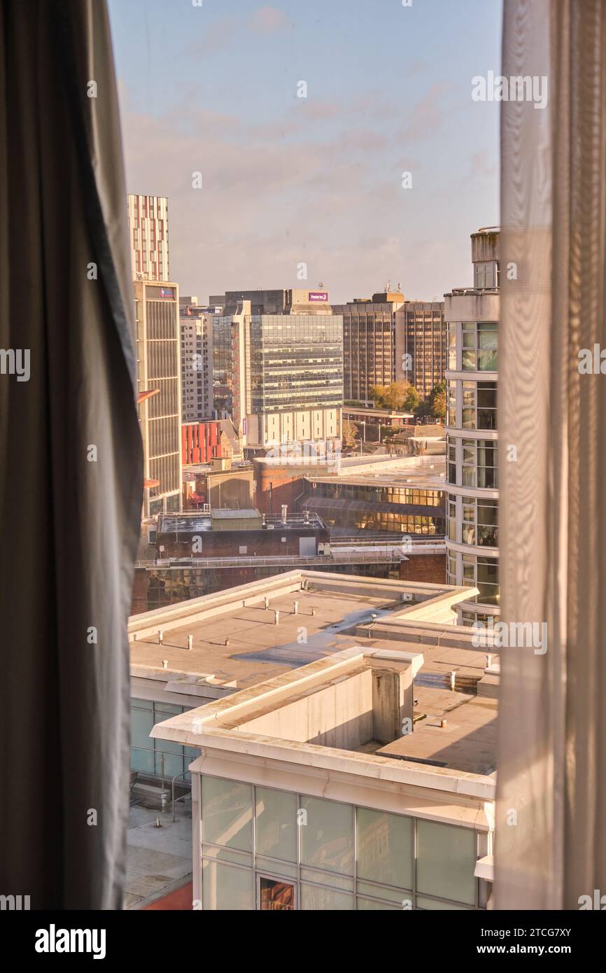 Cityscape of Cardiff skyline from a hotel room Stock Photo - Alamy