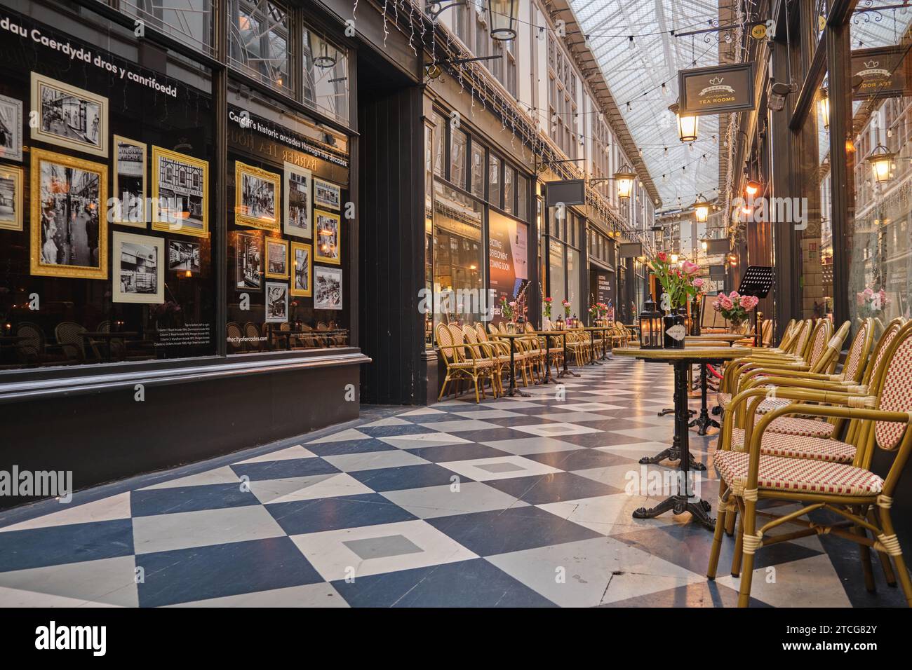 Cardiff, South Glamorgan, Wales, Europe - November 14, 2023: High Street Arcade Barkers Tea ...