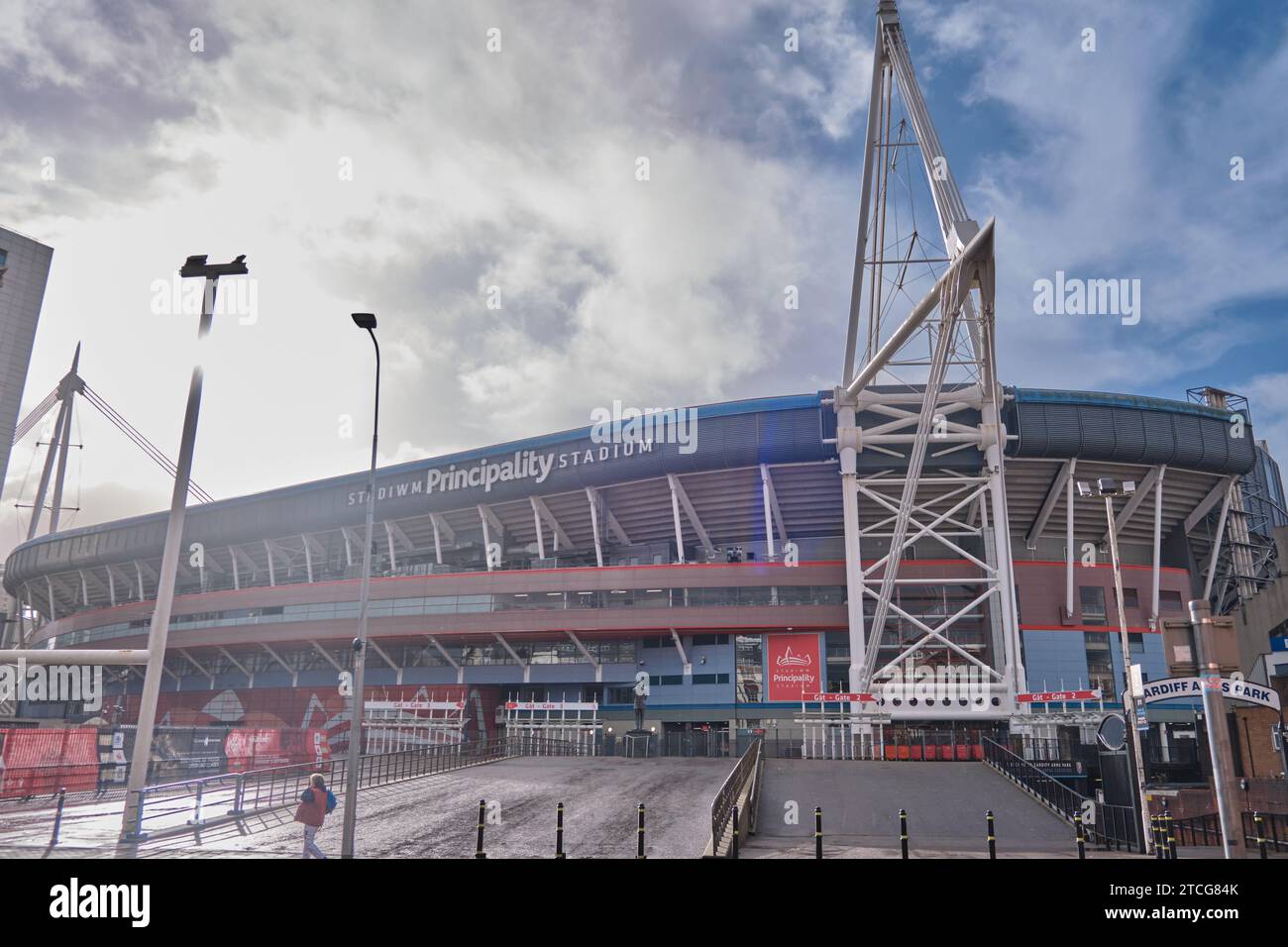 Cardiff, South Glamorgan, Wales, Europe - November 14, 2023: The Principality Stadium viewed ...
