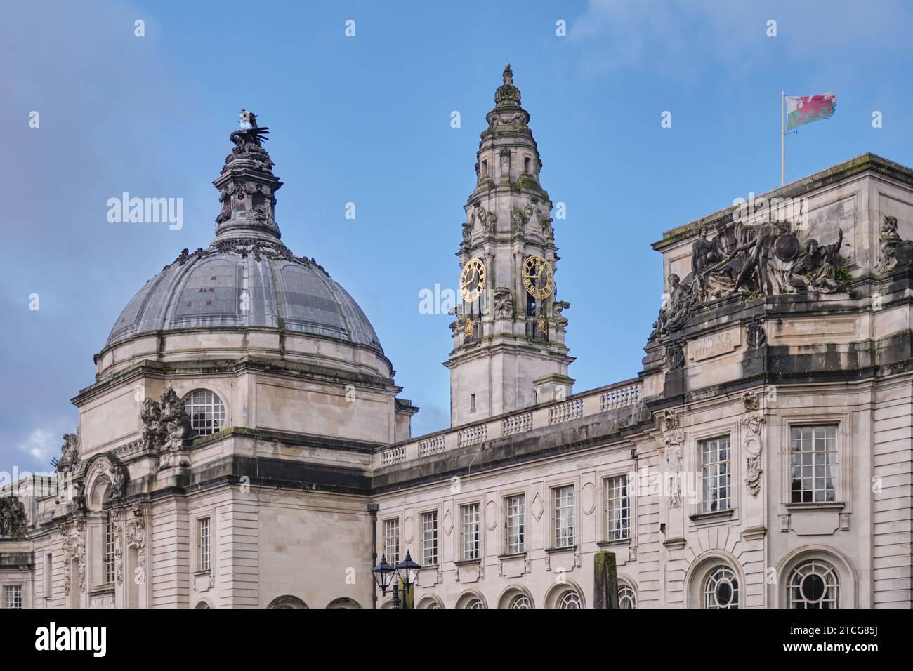 Cardiff, South Glamorgan, Wales, Europe - November 14, 2023: Civic centre city hall municipal ...