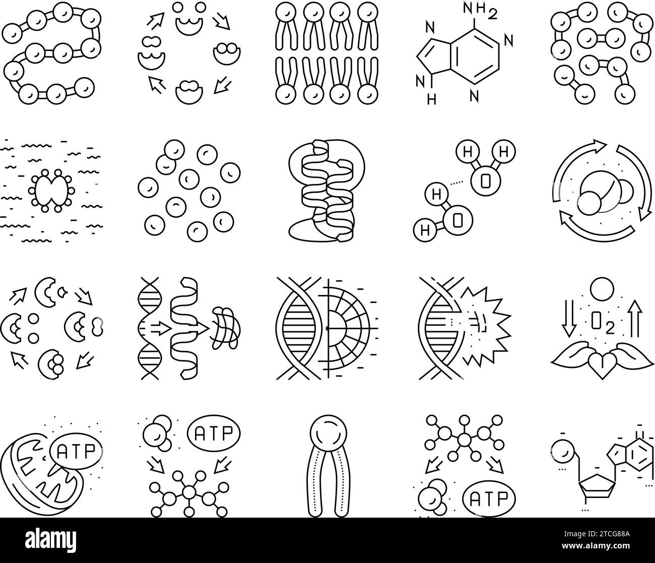 biotechnology chemistry science icons set vector Stock Vector Image ...