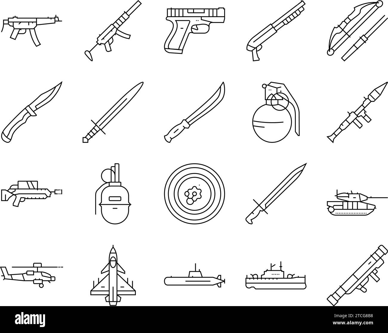 weapon war gun military army icons set vector Stock Vector Image & Art ...