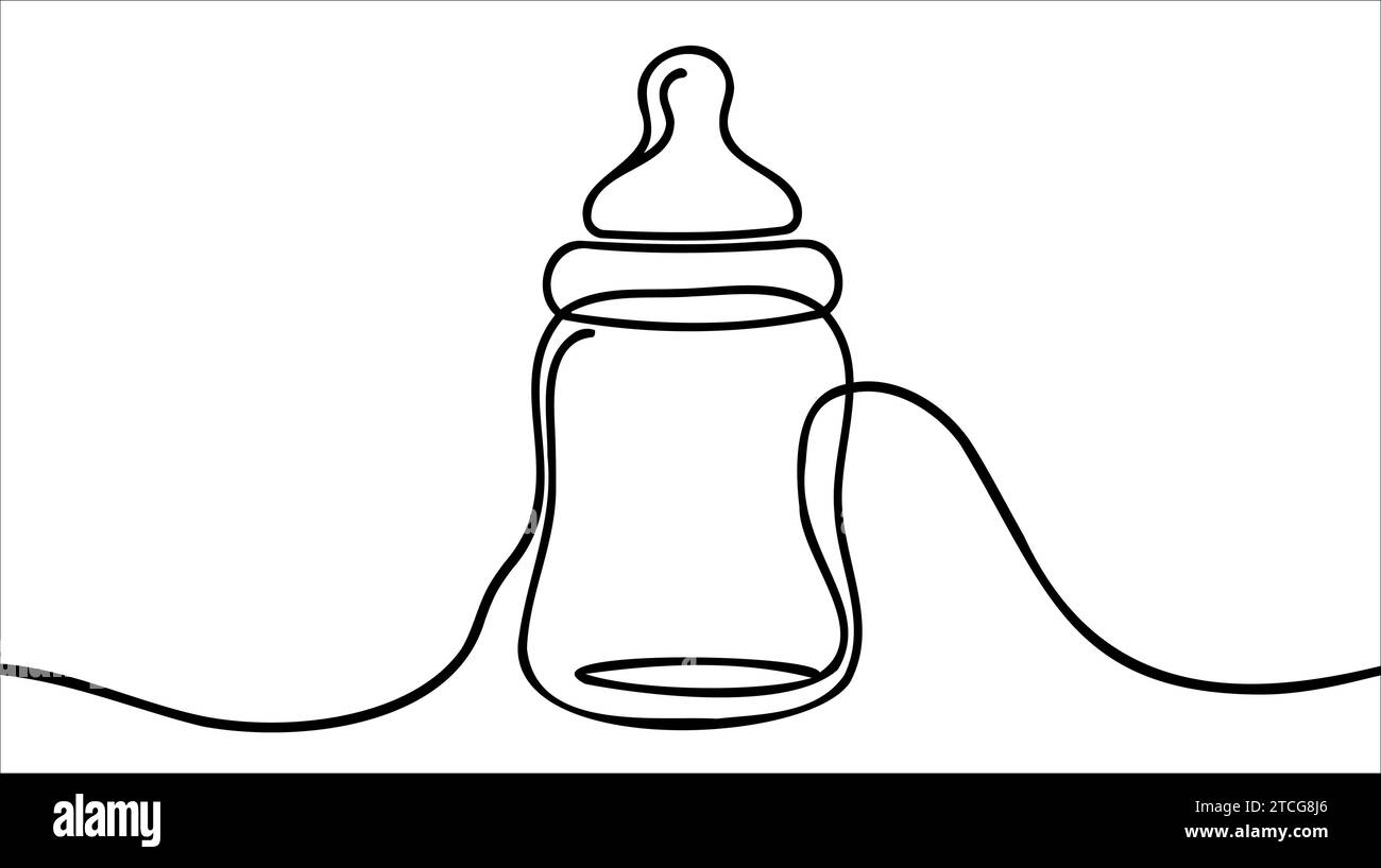 One line continuous of baby pacifier. Minimalist style vector ...