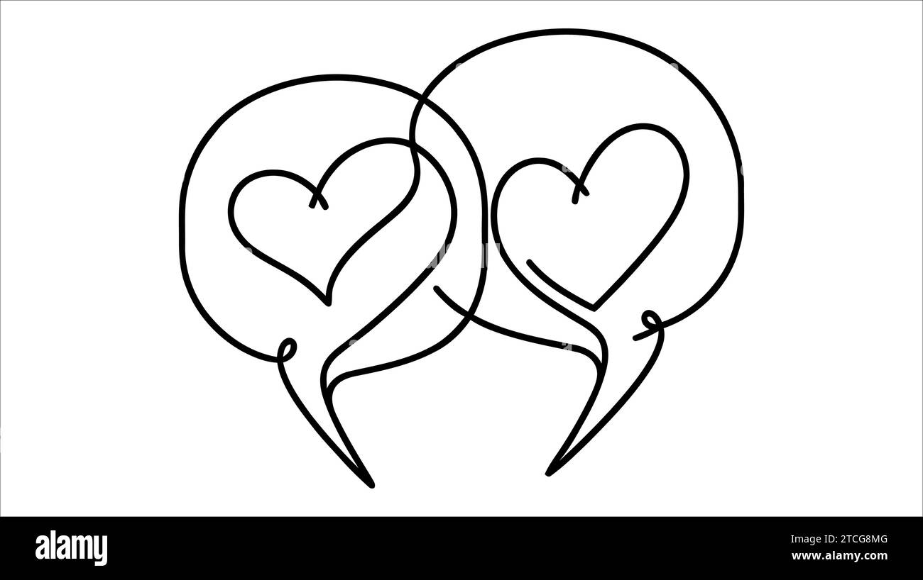 Continuous line speech bubbles drawing. Simple one line bubble chat ...