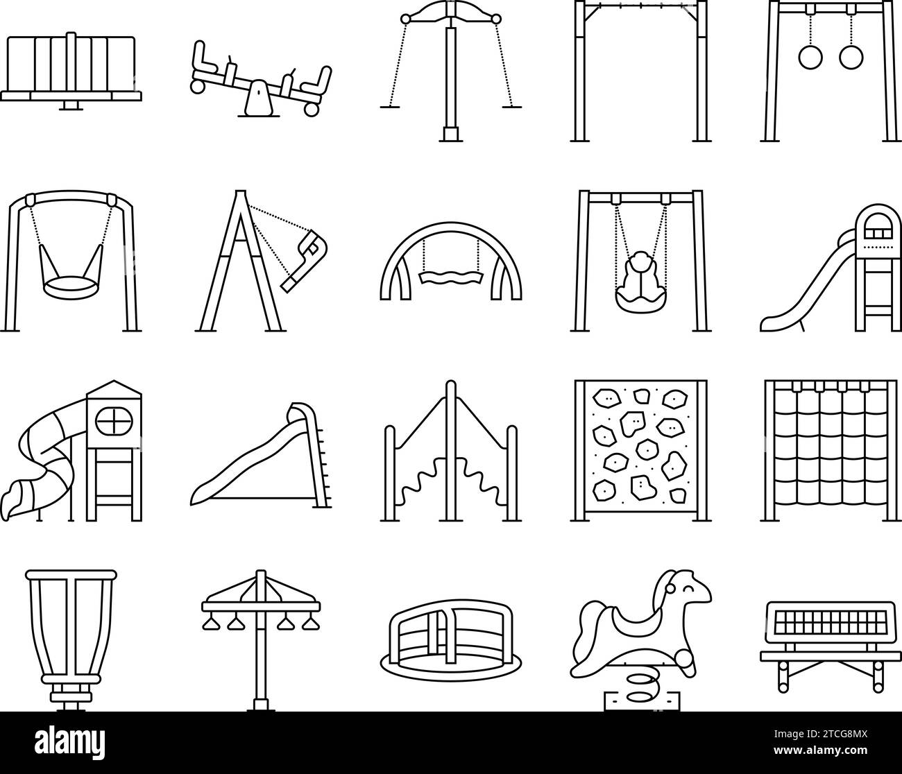 playground park outdoor play icons set vector Stock Vector Image & Art ...