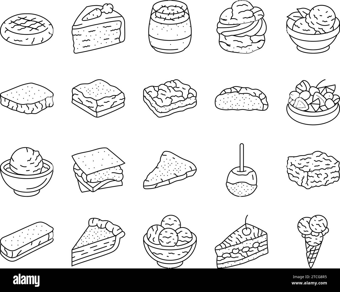 food dessert snack menu icons set vector Stock Vector Image & Art - Alamy