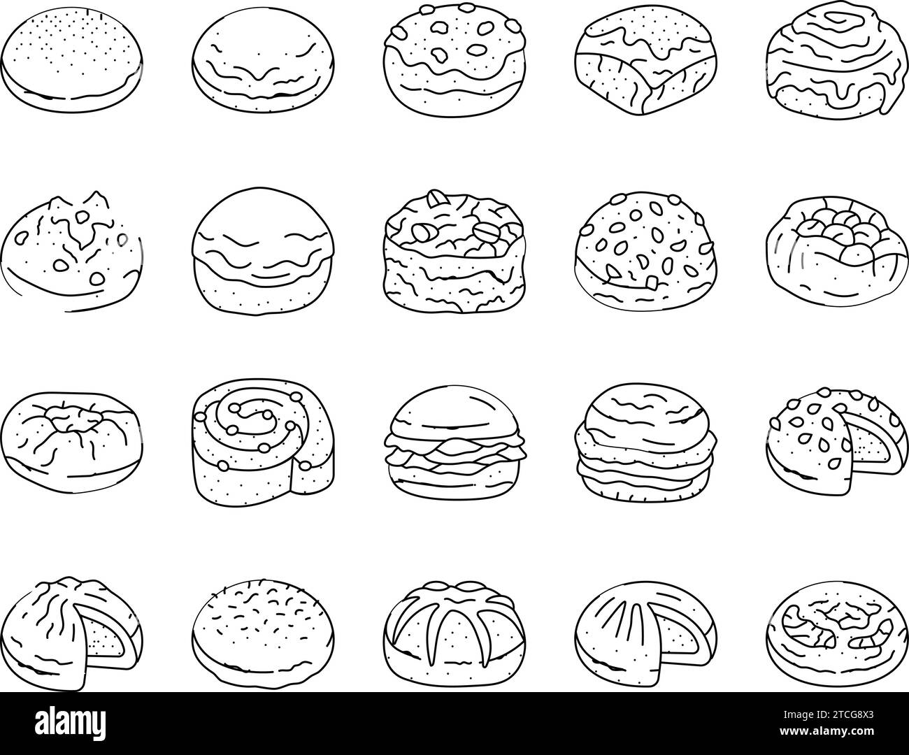 bun food meal bread icons set vector Stock Vector Image & Art - Alamy