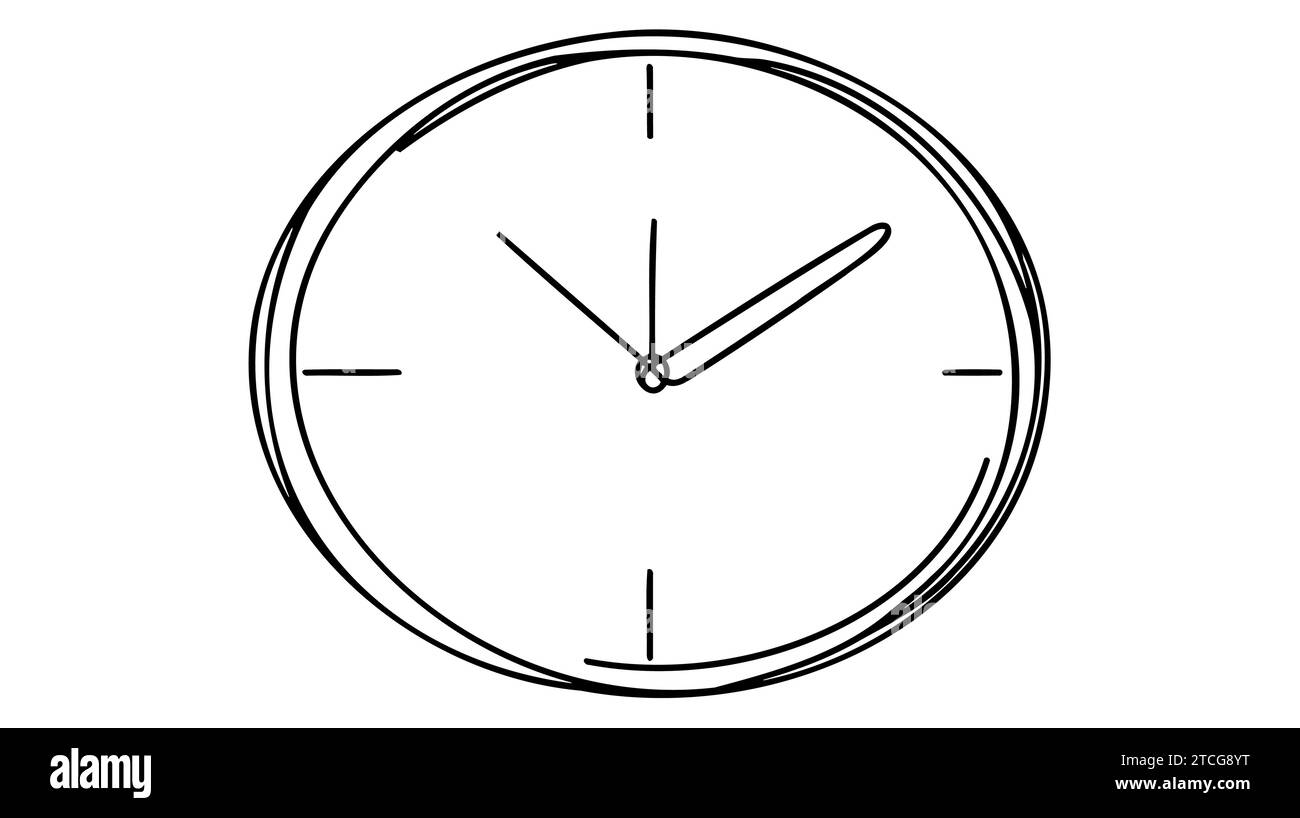 Continuous one line drawing Clock icon on white background. Vector ...