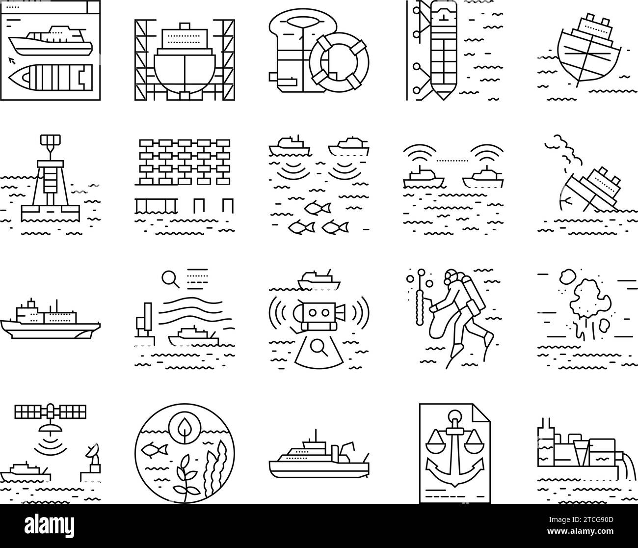 marine engineer boat mechanic icons set vector Stock Vector Image & Art ...