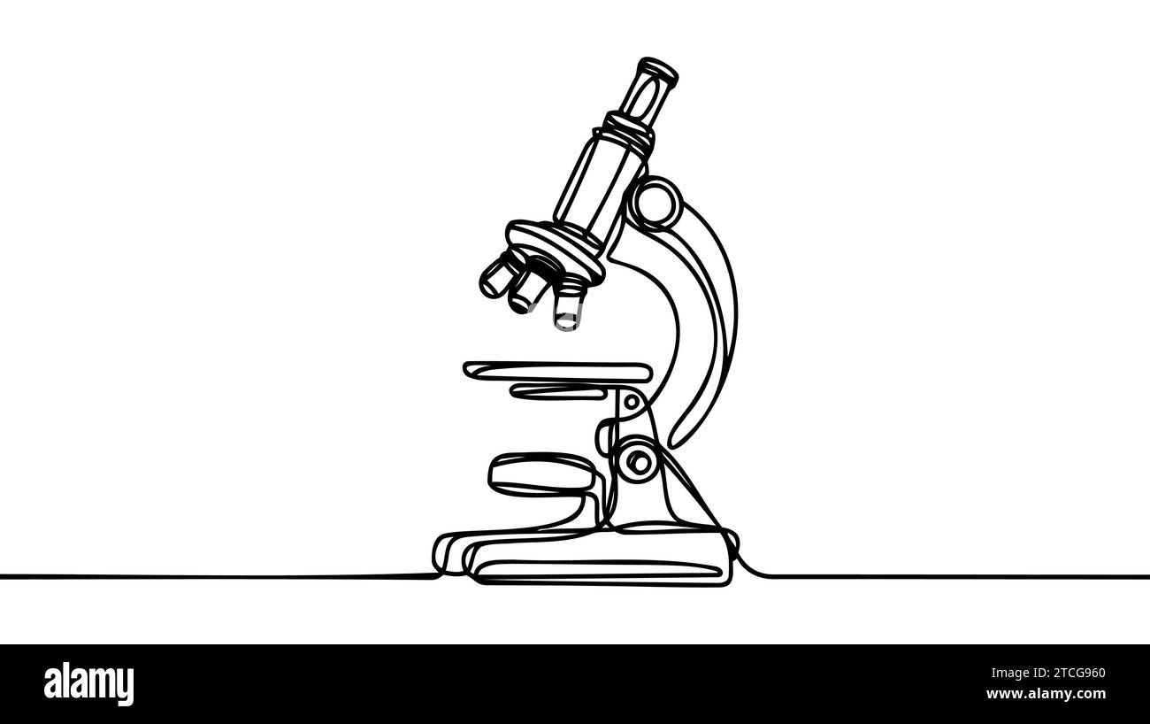 Continuous one line drawing of microscope laboratory. Microscope line ...