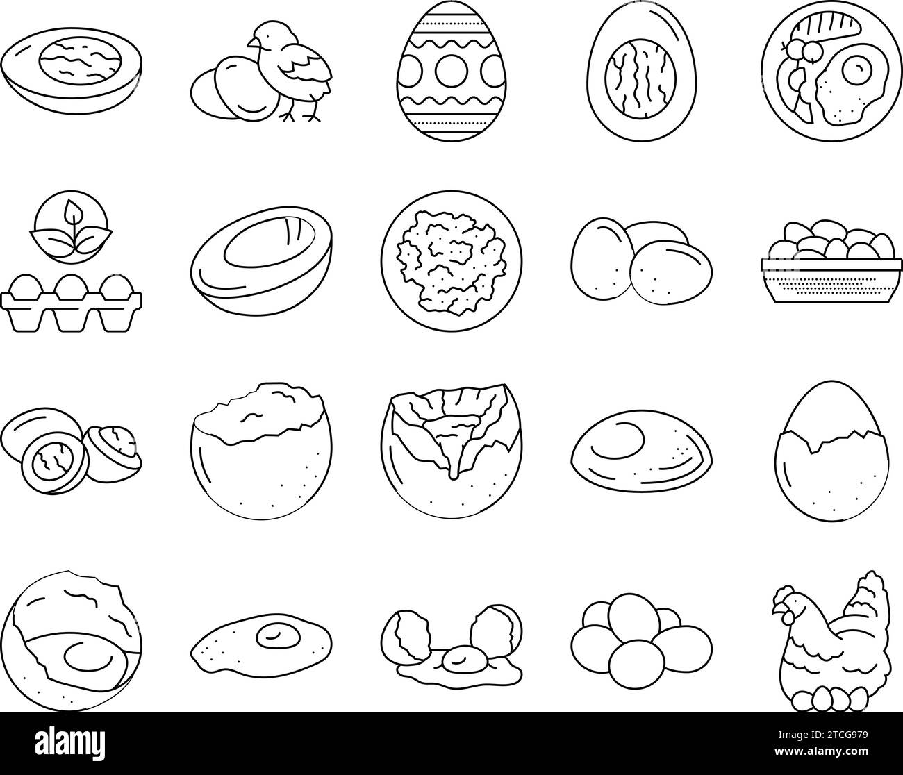 egg chicken farm food organic icons set vector Stock Vector Image & Art ...