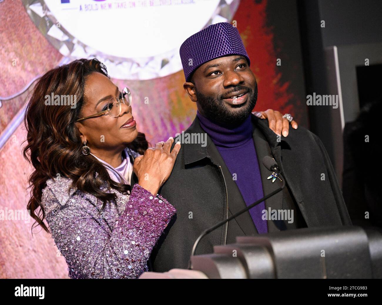 Producer Oprah Winfrey, left, and director Blitz Bazawule from "The ...