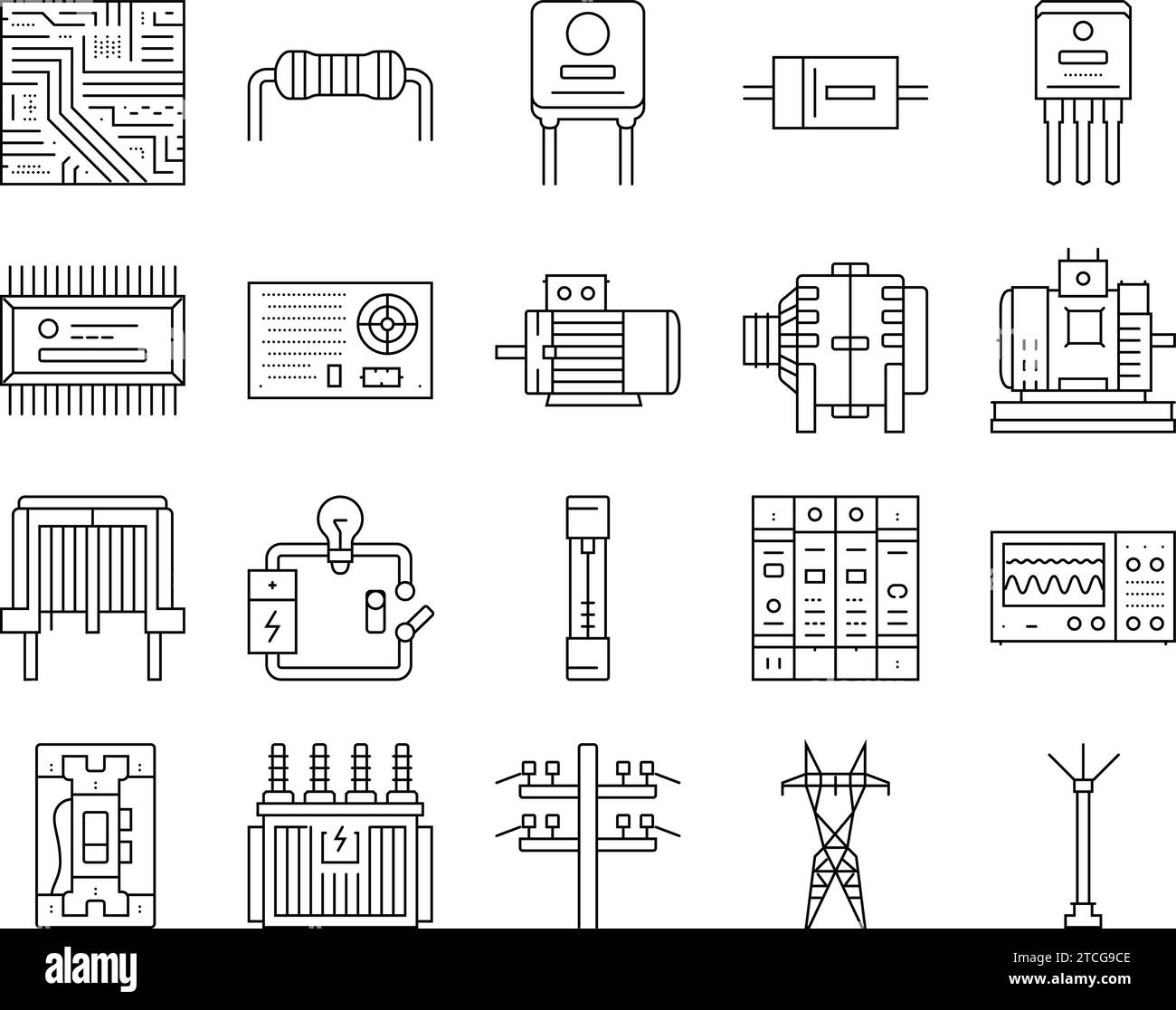 electrical engineer industry work icons set vector Stock Vector Image ...