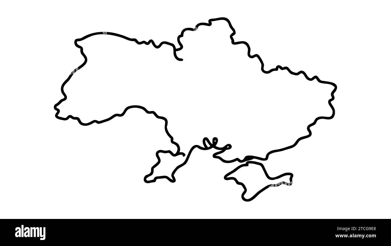 Continuous line drawing of Ukraine map. One line image of Ukraine map ...