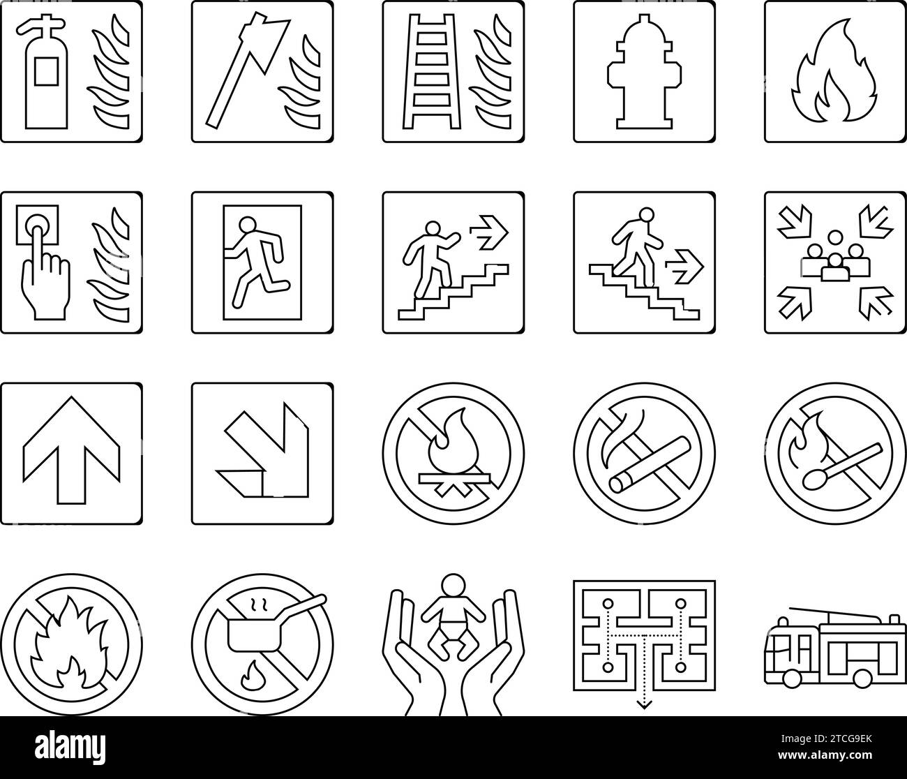 Emergency exit icons Black and White Stock Photos & Images - Alamy
