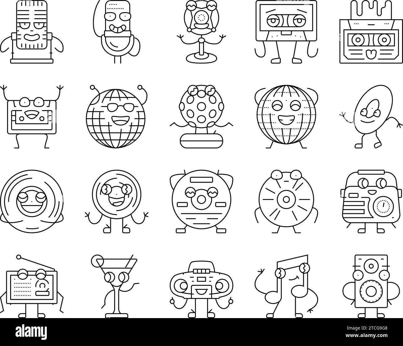 retro music character icons set vector Stock Vector Image & Art - Alamy