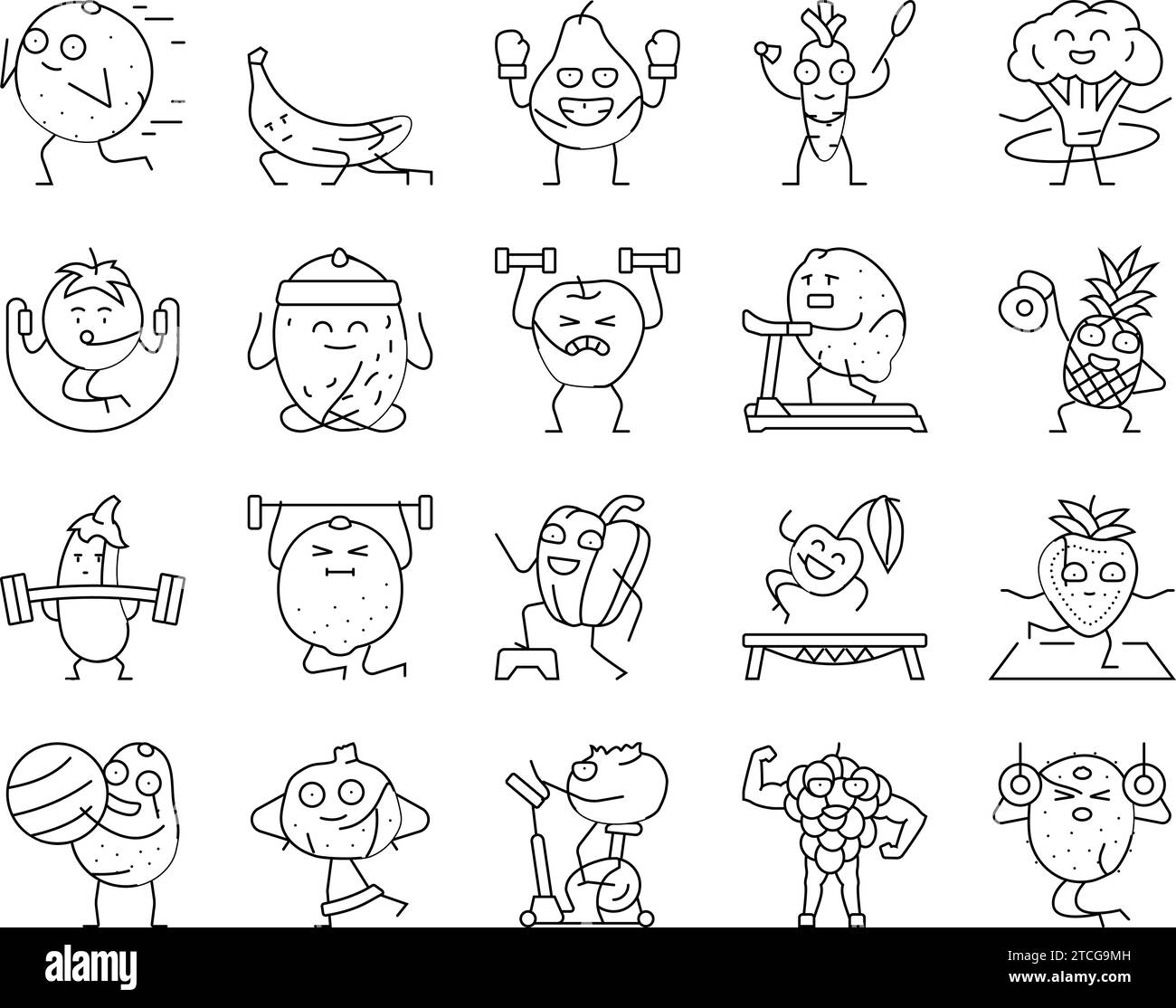 fitness character sport workout icons set vector Stock Vector Image ...