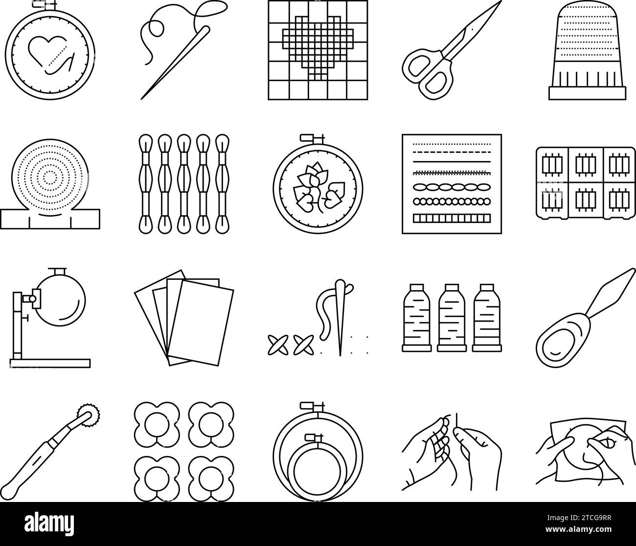 embroidery hobby fabric fashion icons set vector Stock Vector Image ...