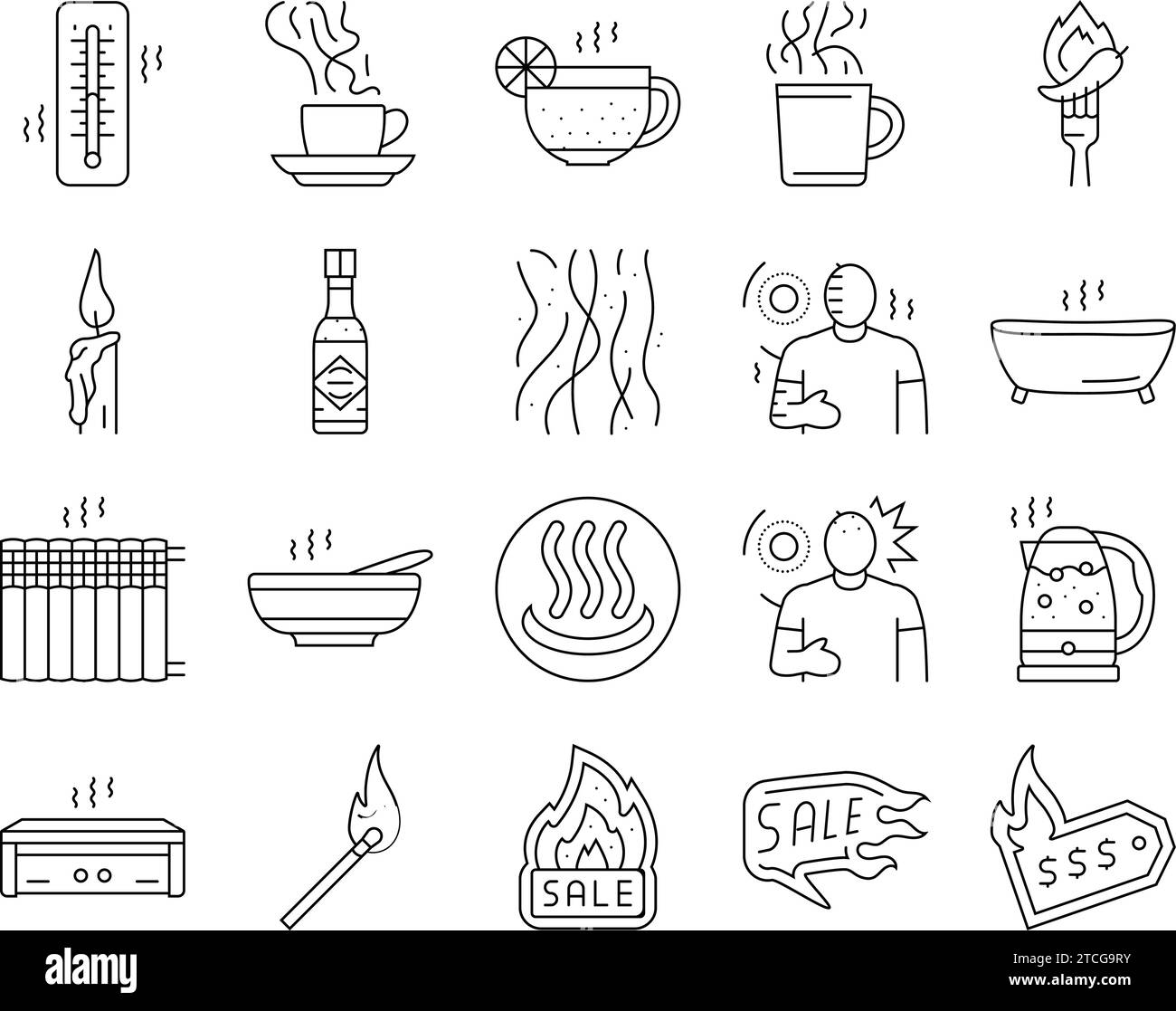 hot fire lable flame tag icons set vector Stock Vector Image & Art - Alamy