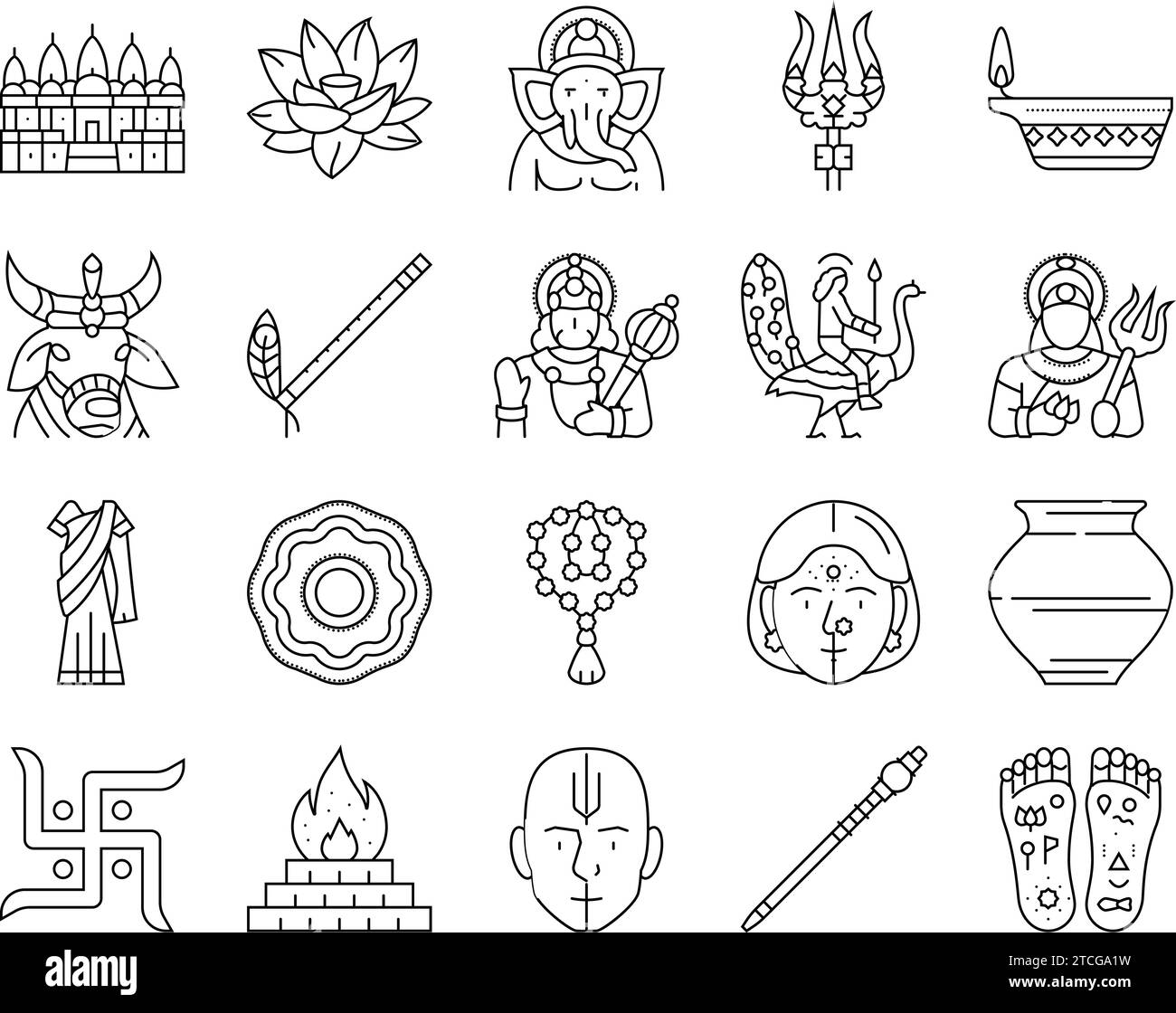 hinduism india hindu god religion icons set vector Stock Vector Image ...
