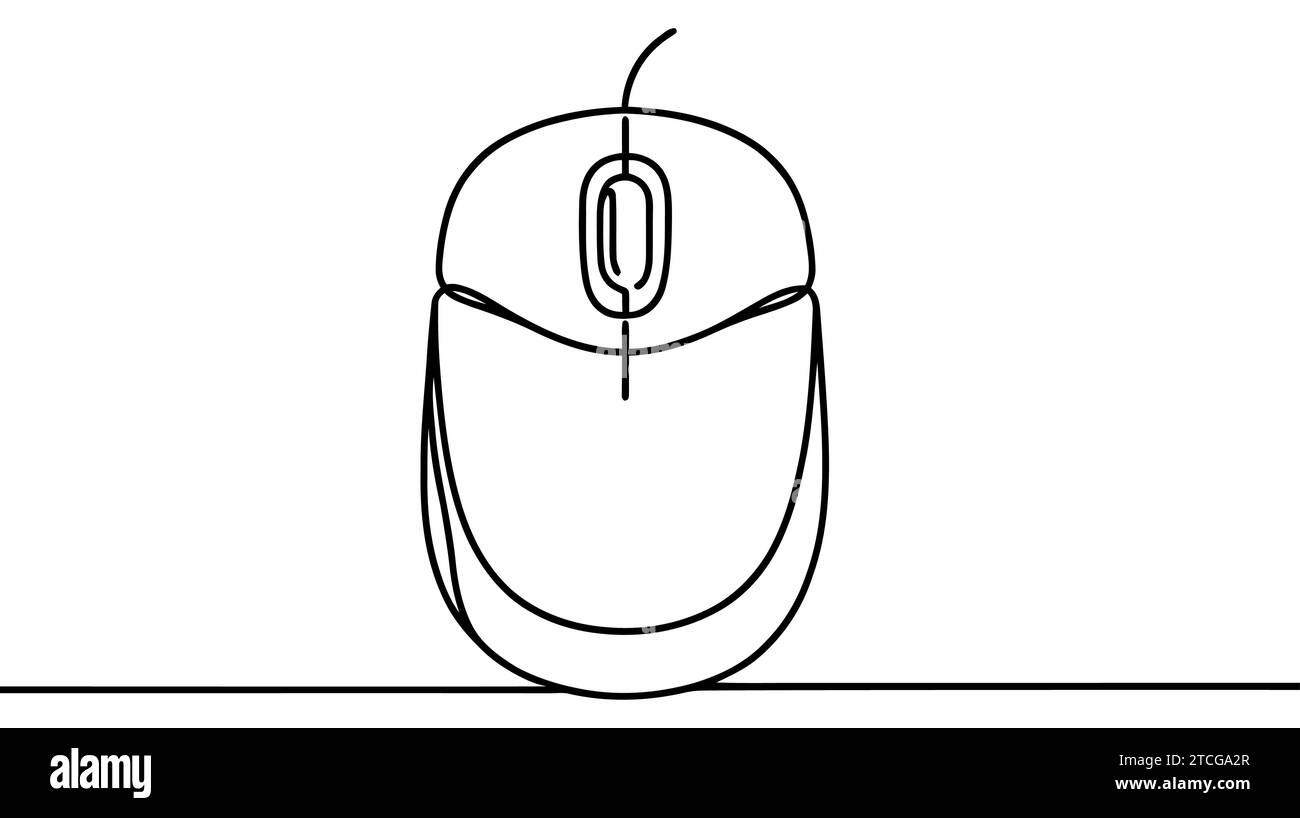 Drawing a continuous line. Computer mouse on white isolated background ...