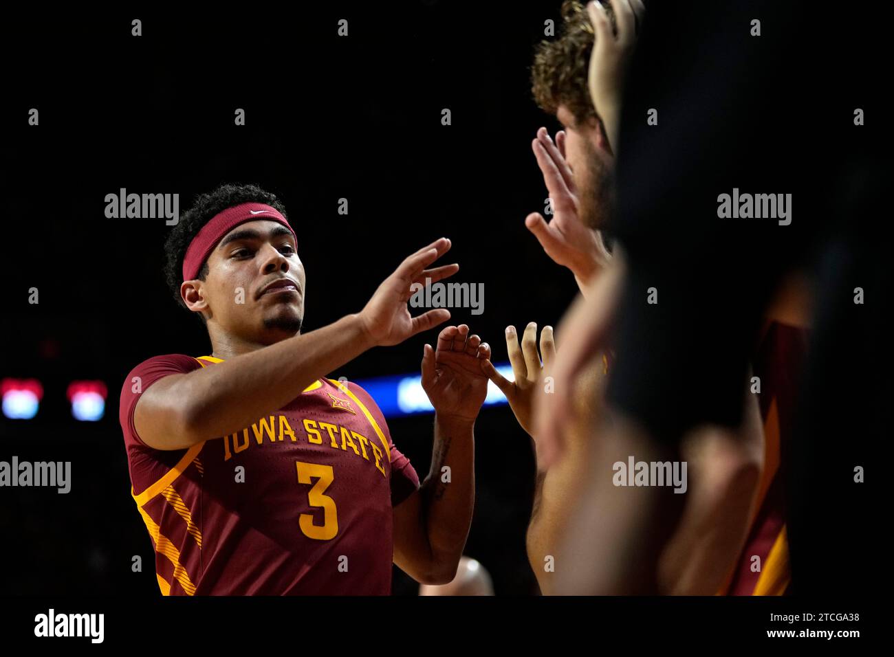 Iowa State guard Tamin Lipsey (3) celebrates with teammates during the ...