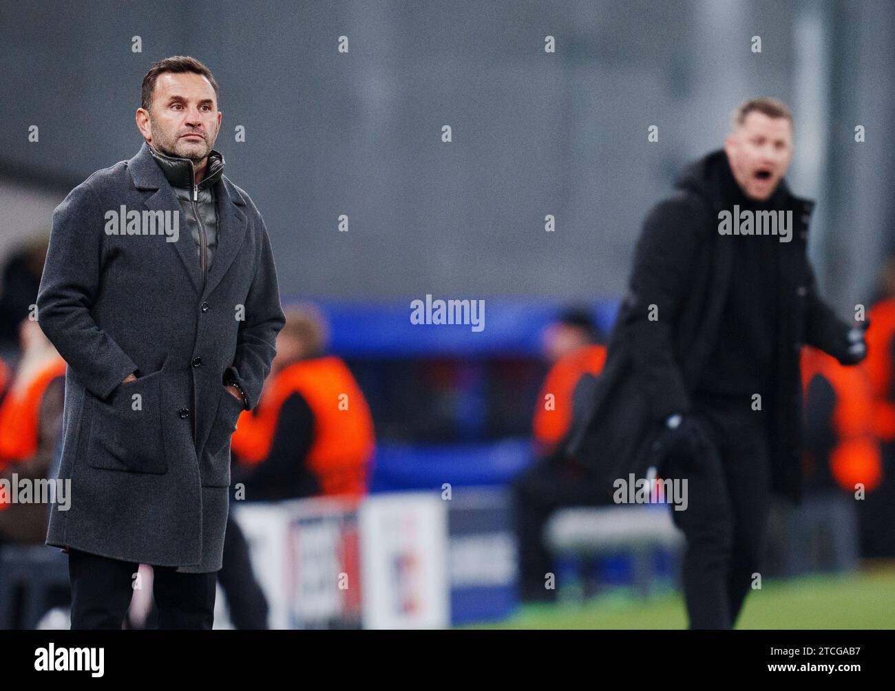 Galatasaray's head coach Okan Buruk and in the background FCK's head ...