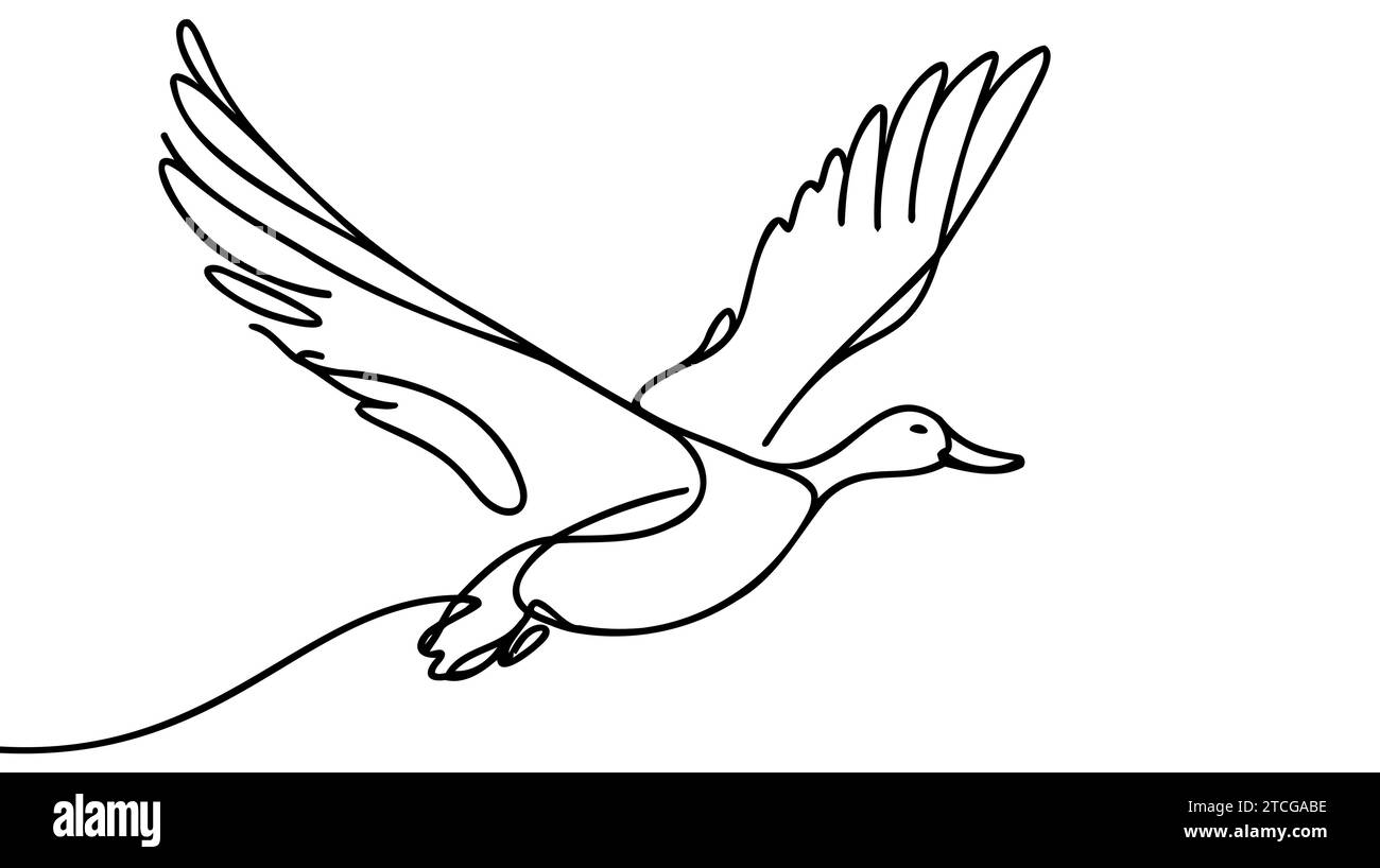 Drawing a continuous line. Goose on white isolated background Stock ...