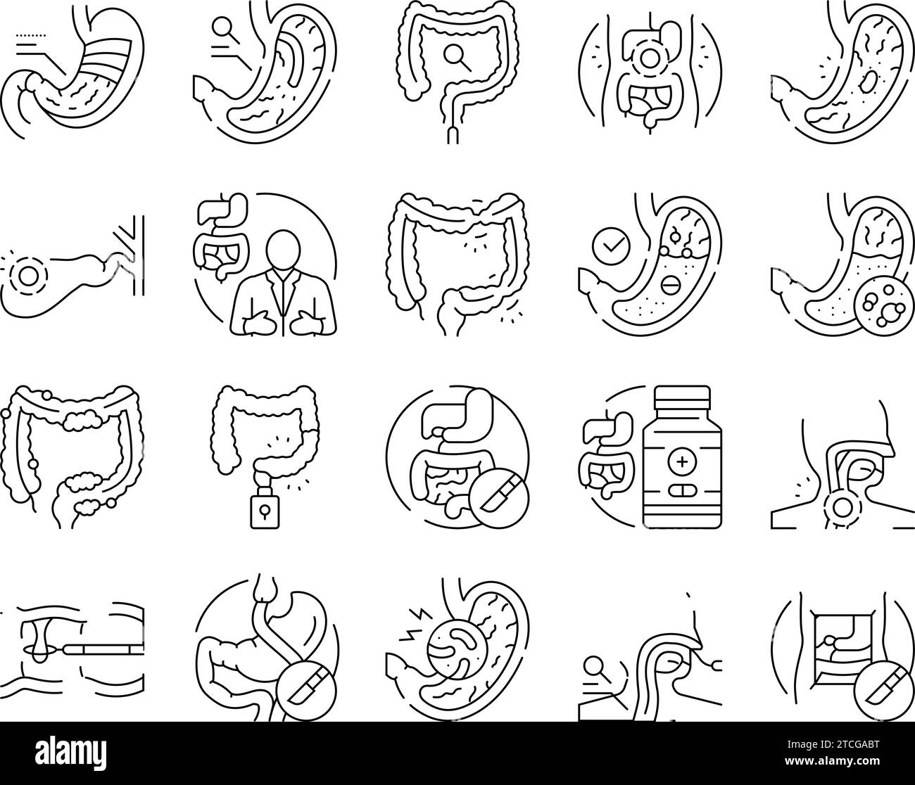 gastroenterologist doctor stomach icons set vector Stock Vector Image ...