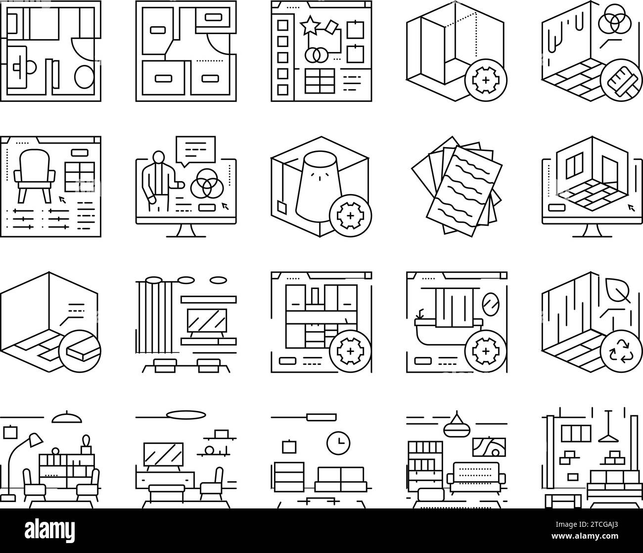interior designer office icons set vector Stock Vector Image & Art - Alamy