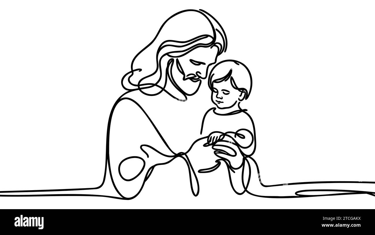 One Continuous Line Drawing Minimal Hand Jesus Christ .Single Hand Drawn Art Line Doodle Outline ...