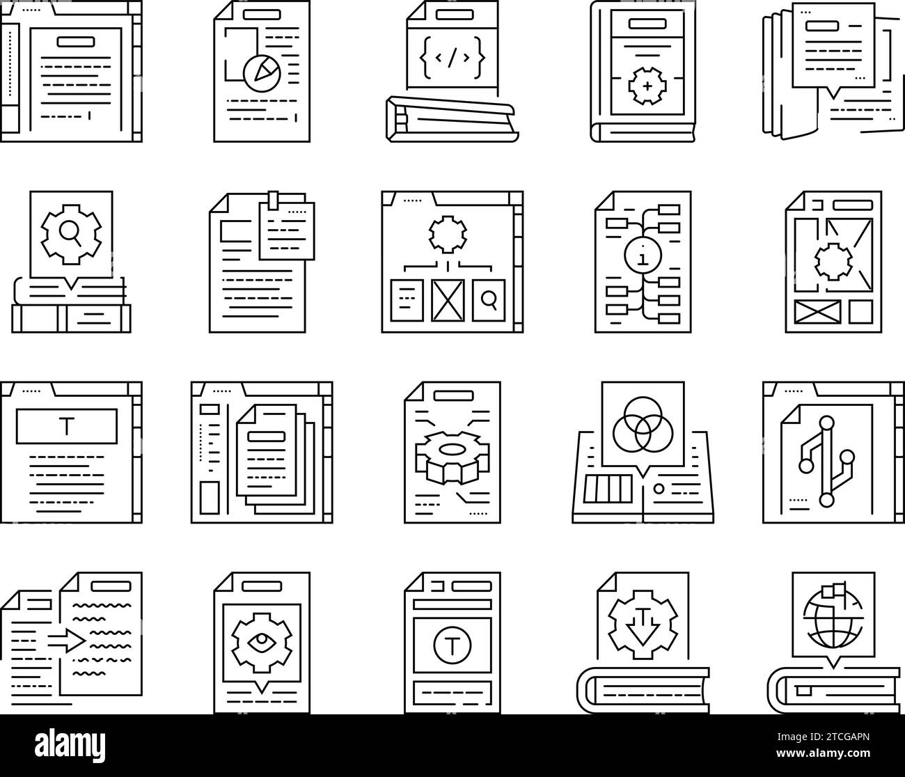 technical writer doc icons set vector Stock Vector Image & Art - Alamy