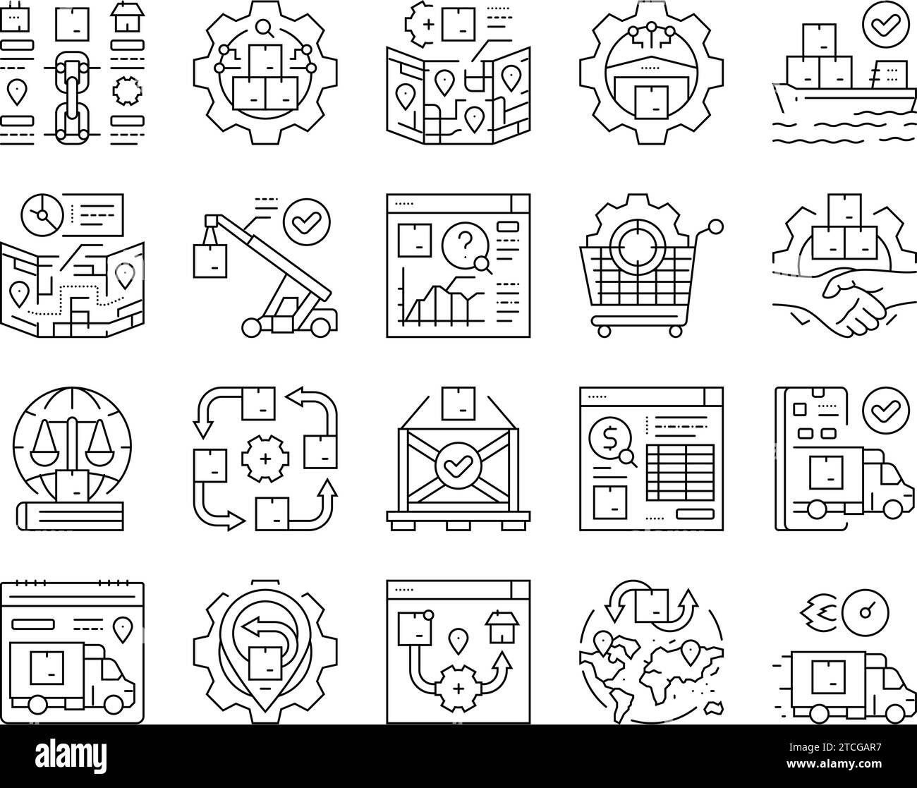 logistics manager warehouse icons set vector Stock Vector Image & Art ...
