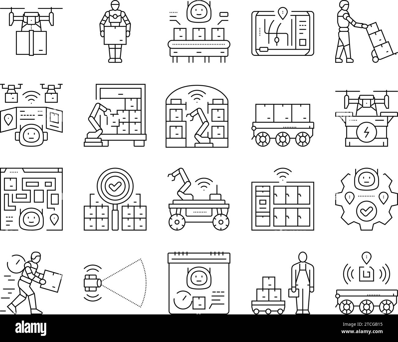 delivery autonomous robot icons set vector Stock Vector Image & Art - Alamy