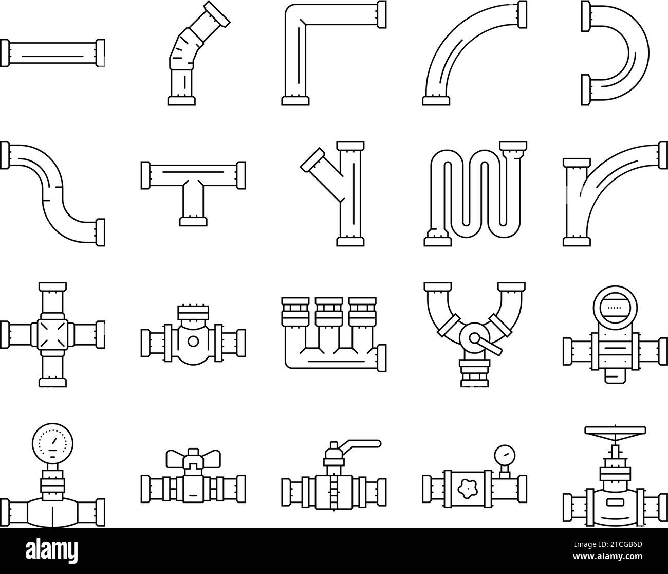 pipeline oil industry gas pipe icons set vector Stock Vector Image ...