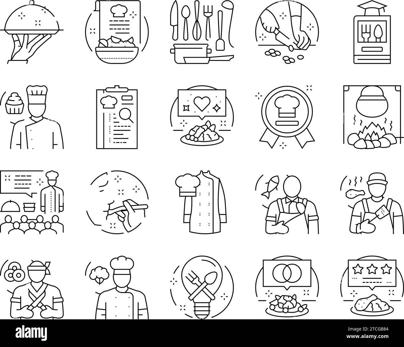 restaurant chef cooking food icons set vector Stock Vector Image & Art ...